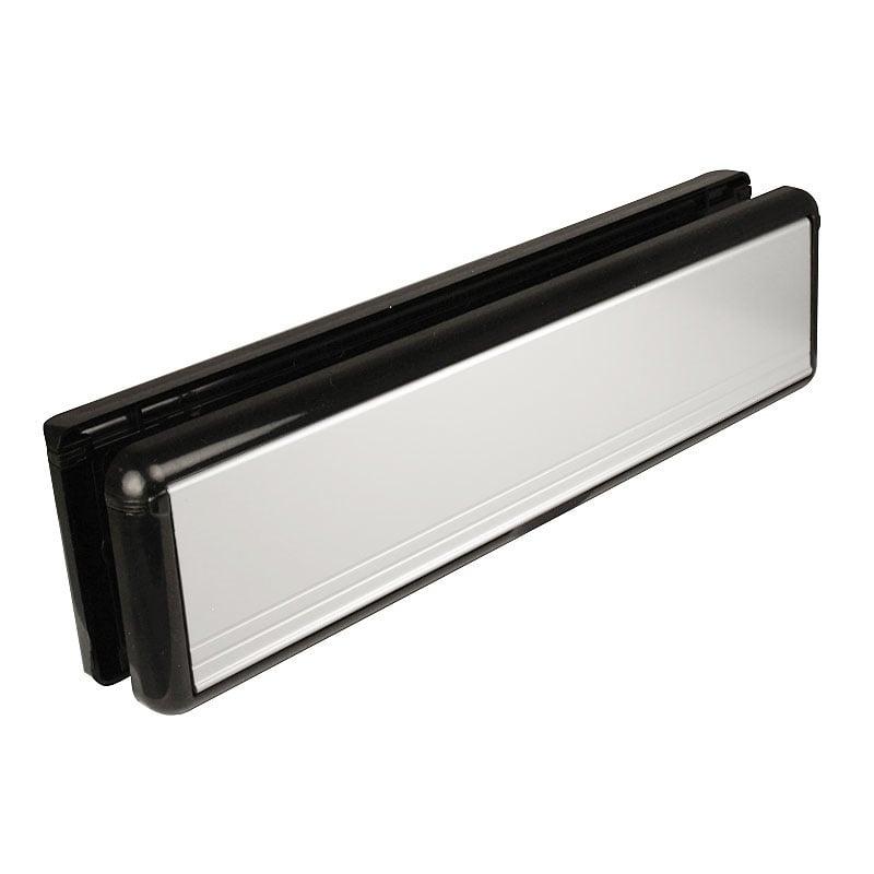 10 inch uPVC Door Letterbox, Silver LetterPlate, Black box, 20-40mm ...