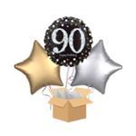 Happy 90th Birthday Gold Balloon Bouquet - Delivered Inflated Reviews ...